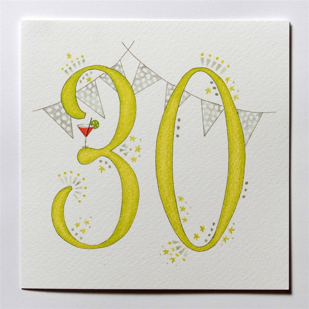 Hand drawn 30th birthday card