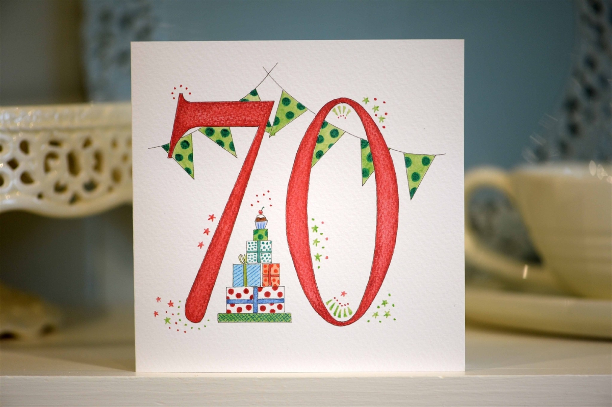 Hand drawn 70th birthday card