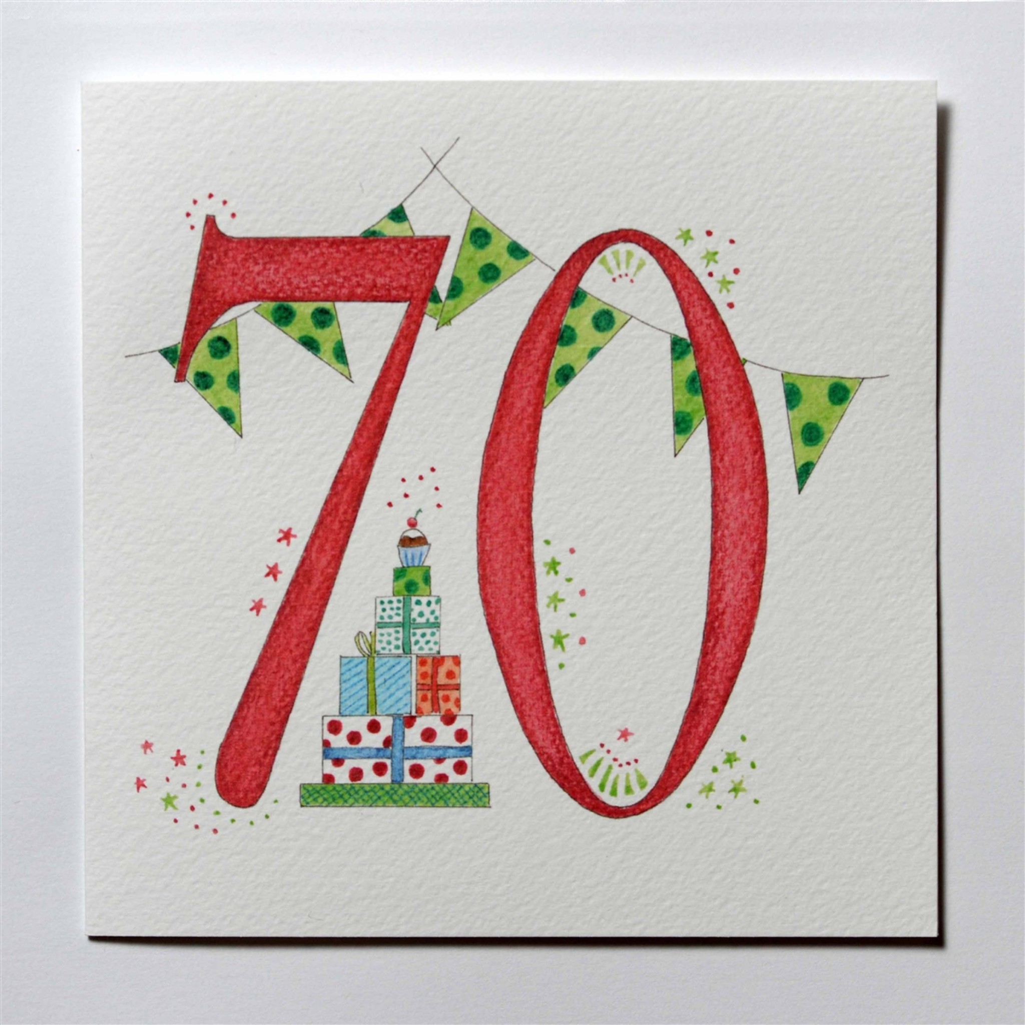 Hand drawn 70th birthday card
