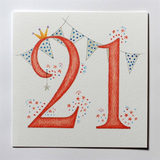 hand drawn 21st birthday card