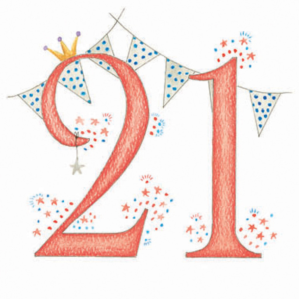 hand drawn 21st birthday card