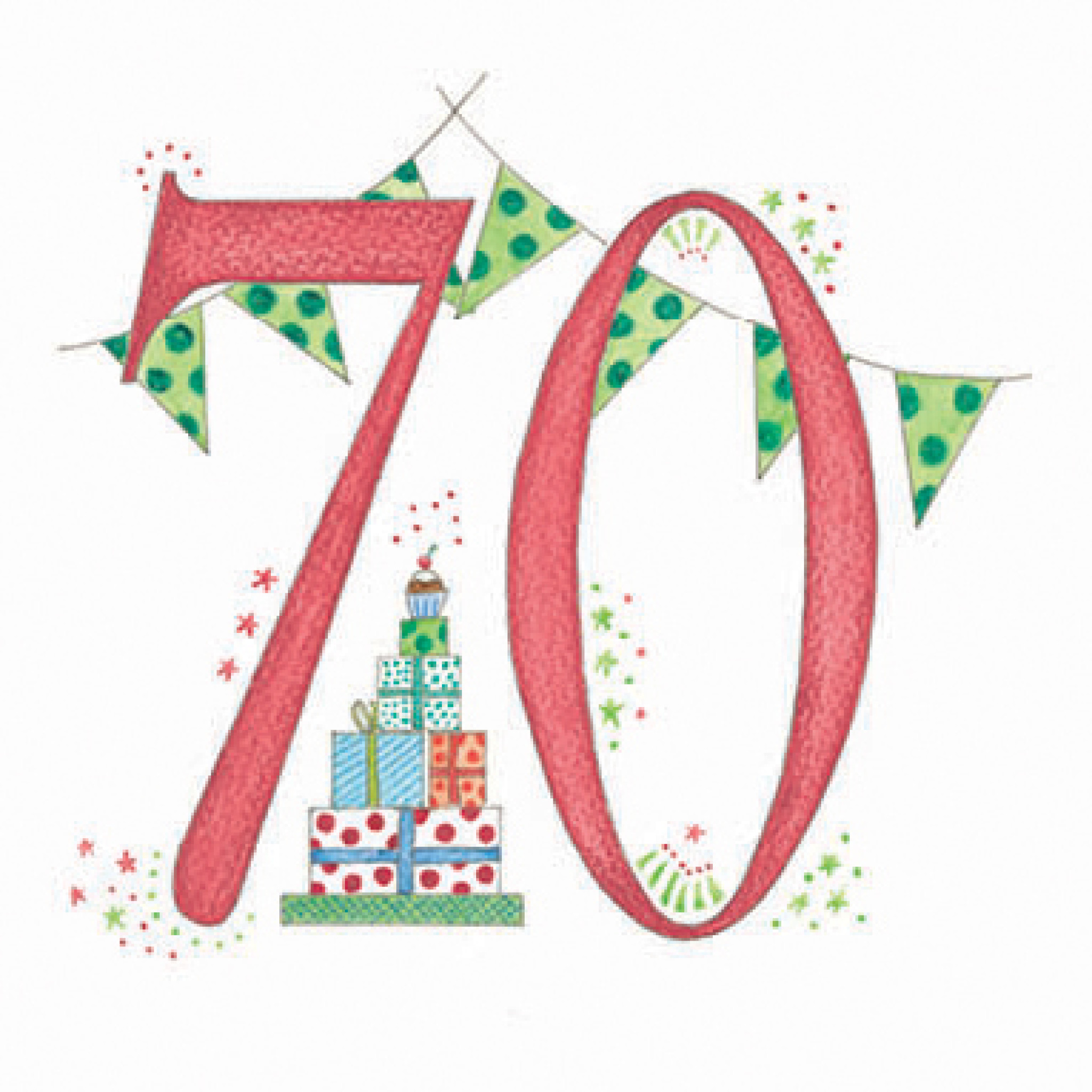 Hand drawn 70th birthday card